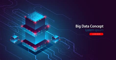 Big Data Flow Processing Concept Cloud Database Vector Image