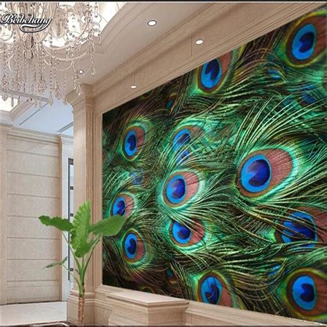 Beibehang Peacock Feathers Closeup Simple Background Wallpapers Custom