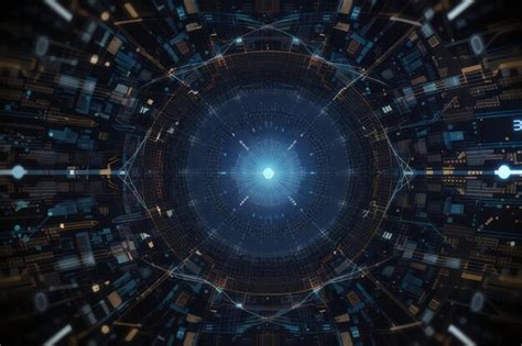 abstract digital grid pattern with glowing center premium ai generated image