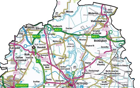 County Map Of Nottinghamshire White Background