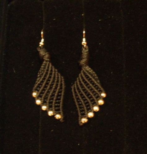 Beaded Lacey Macrame Earrings Wings Feathers Demask Macrame