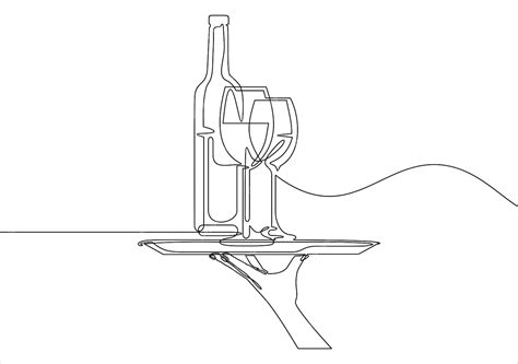 Premium Vector Continuous One Single Line Drawing Of Bottle Of Wine