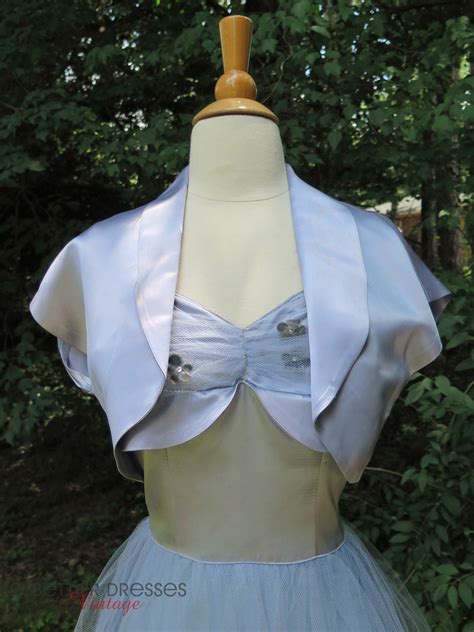 40s50s Light Blue Satin Gown And Bolero Sm Better Dresses Vintage