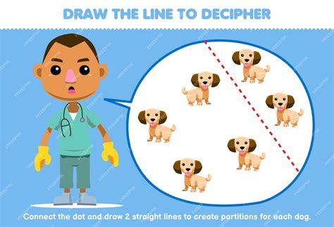 Juego Para Niños Ayuda Al Niño Veterinario A Dibujar Las Líneas Para