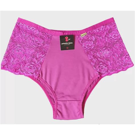 Kit 10 Calcinhas Plus Size Lateral Larga De Renda Cintura Alta