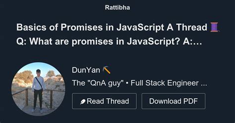 Basics Of Promises In Javascript A Thread 🧵 Thread From Dun Yan Dun