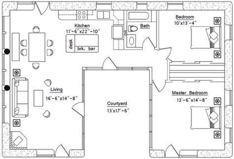 U Shaped House Plan
