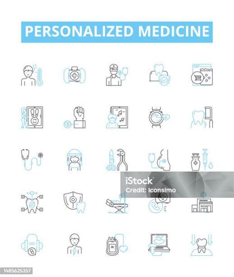 개인화 된 의학 벡터 라인 아이콘이 설정되었습니다 맞춤형 의학 정밀 게놈 맞춤형 치료학 의료 일러스트레이션 개요 개념 기호 및 기호 아이콘에 대한 스톡 벡터 아트 및 기타