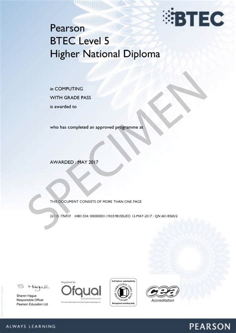 Pearson BTEC Level 5 Higher National Diploma In Computing BMC