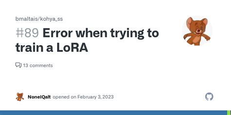 Error When Trying To Train A Lora · Issue 89 · Bmaltaiskohyass · Github