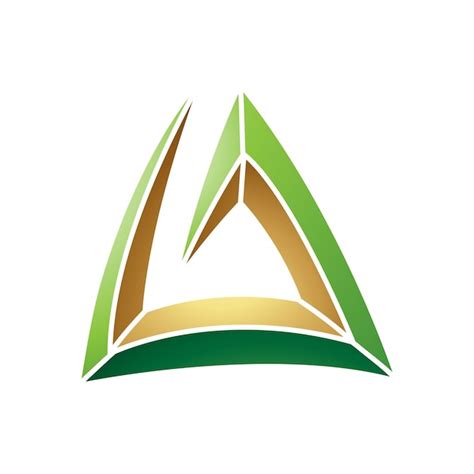 Premium Vector Green And Gold Triangular Spiral Letter A Icon