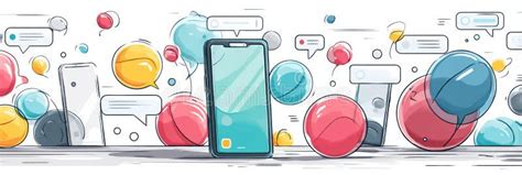 engaging conversation bubbles surround smartphone interface displaying interactive application