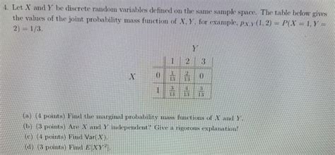 solved 4 let x and y be discrete random variables defined