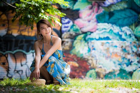 889346 4k Asian Bokeh Brown Haired Dress Sitting Hands Hat