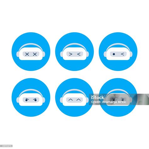 귀여운 챗봇 아이콘 세트입니다 카와이 스타일 현대 평면 스타일 벡터 일러스트 레이 션입니다 It 지원에 대한 스톡 벡터 아트 및 기타 이미지 Istock