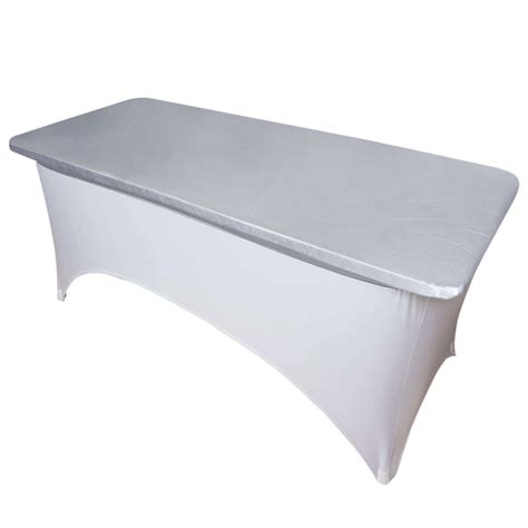 Spandex Cocktail Table Top Cover Metallic Silver Tableclothsfactory