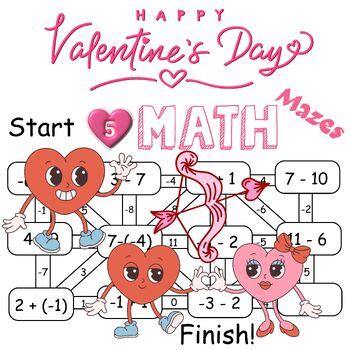 Valentine S Day MATH MAZES Adding And Subtracting Positive Negative Integers