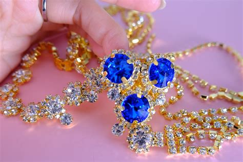 Handmade Gold Silver Blue Stone Chain Necklace Sexy Lingerie Nipple