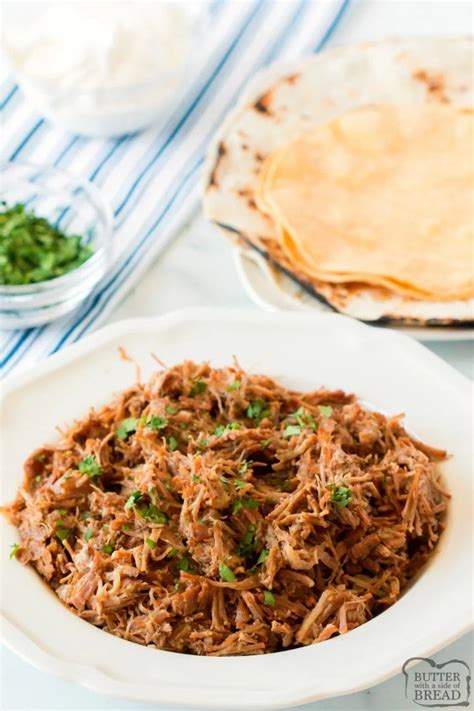 Slow Cooker Pork Carnitas Butter With A Side Of Bread