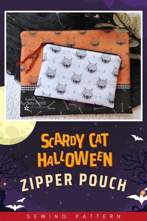 Scaredy Cat Halloween Zipper Pouches Free Sewing Pattern Sew Modern Bags