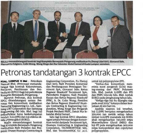 Petronas Tandatangan 3 Kontrak Epcc Petronas Pengerang Integrated