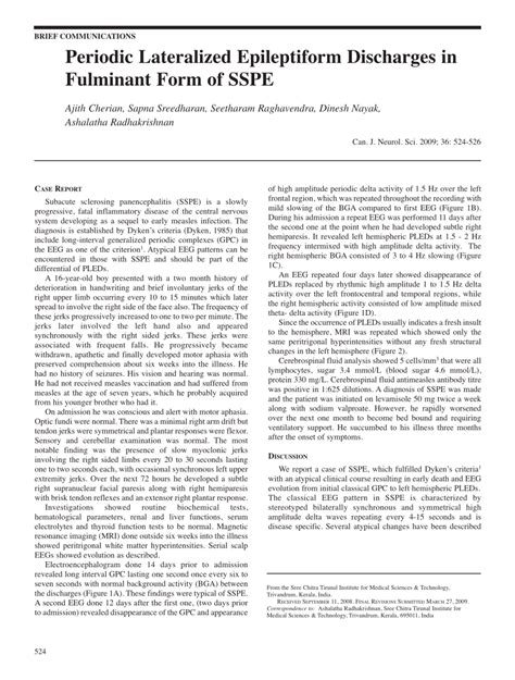 Pdf Periodic Lateralized Epileptiform Discharges In Fulminant Form Of