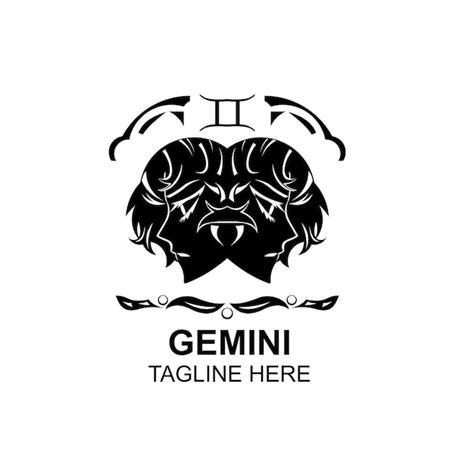 Zodiac gemini horoskop astrologie logo vektor in schwarz weißer