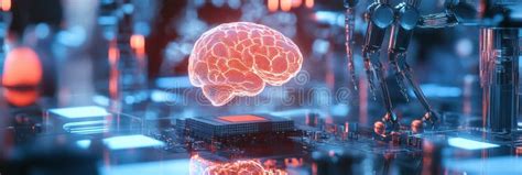 Innovative Fusion Of Artificial Intelligence Featuring A Robot Microchip And Digital Brain On