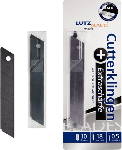 Lutz Blades Profi Cuttermesser Klingen Schwarz 18mm 0 5mm Stark 10
