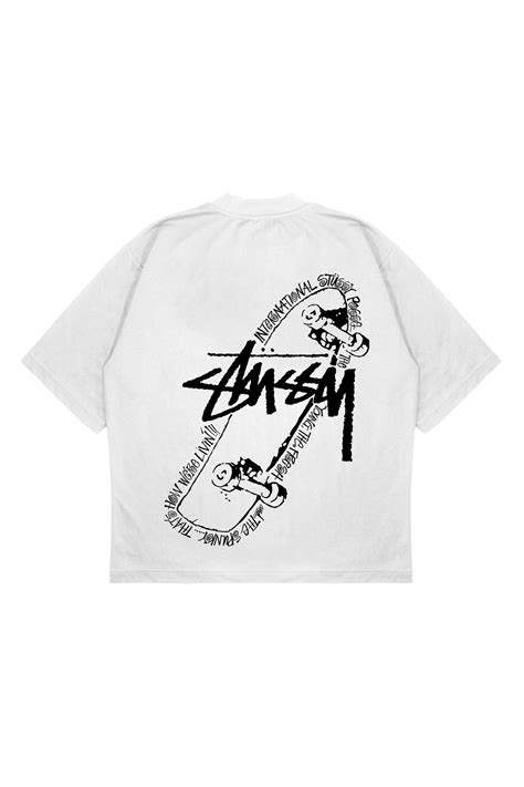 Pure Effect Stussy Skateboard Baskili Oversize Unisex 100 Pamuklu