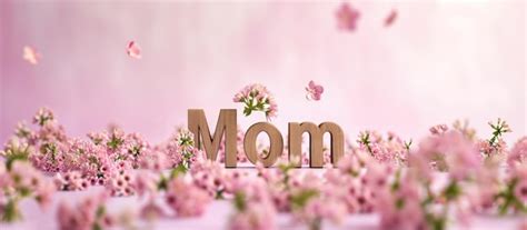 Premium Photo Banner With Text Mom Adorned With Flowers A