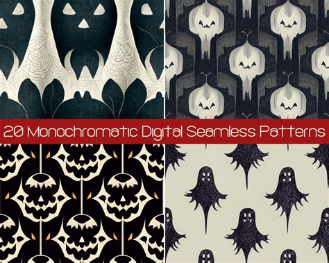 20 Monochromatic Gothic Seamless Pattern Tiles Digital Etsy
