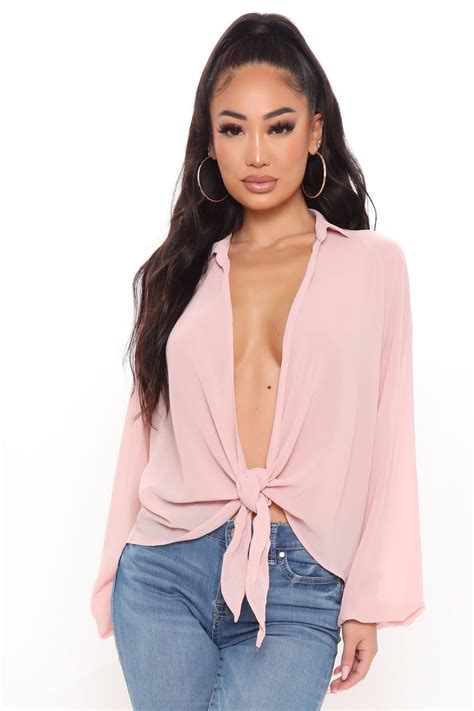 Tie To Keep Up Shirt Blush Fashion Nova Shirts And Blouses Fashion