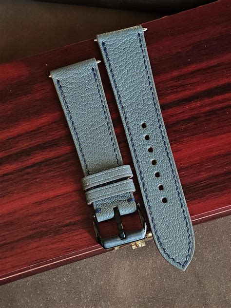 Alran Cherve Light Blue Leather Watch Straps Handcrafted Watch Bands