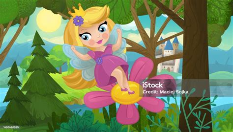 자연 숲 공주와 성 만화 장면 계곡에 대한 스톡 벡터 아트 및 기타 이미지 계곡 공주 궁전 Istock