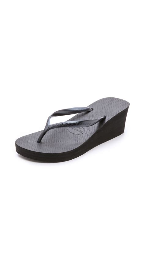 Havaianas High Fashion Wedge Flip Flops In Black Lyst
