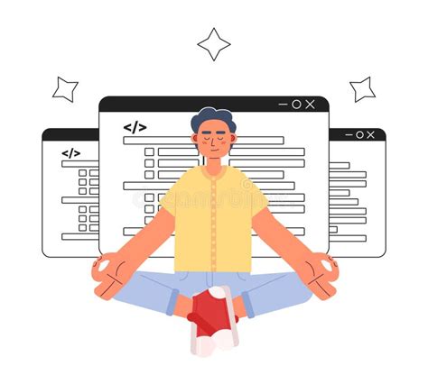 Talented Programmer Working Efficiently Line Concept Vector Spot