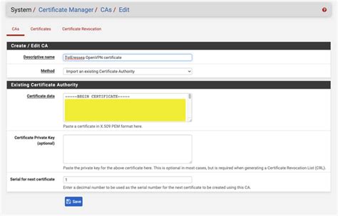 No Server Certificate Verification Method On Pfsense Client Ropenvpn
