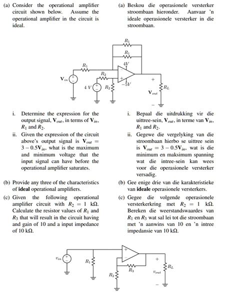 solved consider the operational amplifier circuit shown below assume