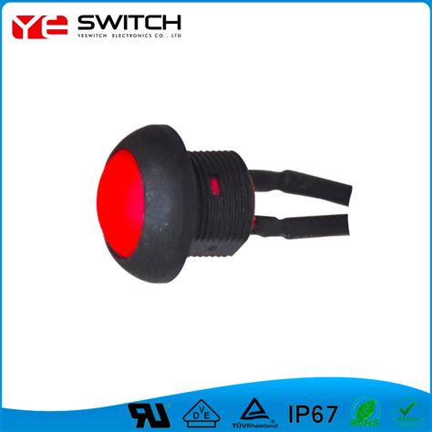 IP67 IP68 Waterproof LED Light Push Button Switch With Wire Waterproof Push Button Switch And