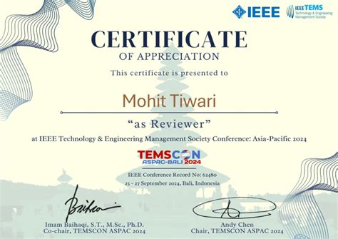 Pdf Ieee Certificate Of Appreciation This Certificate Is Presented To