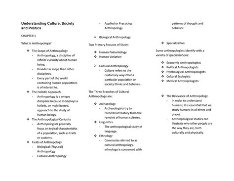 Ucsp 1 Lecture Notes 1 Understanding Culture Society And Politics