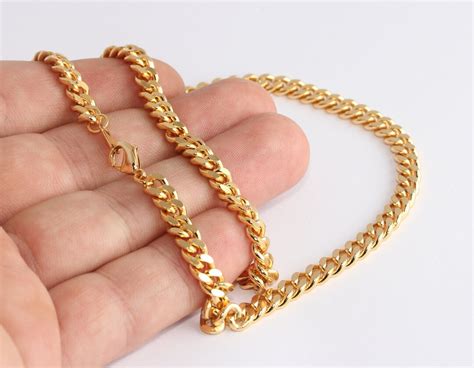 175 24k Shiny Gold Curb Necklace Ready Made Necklace Strong Curb