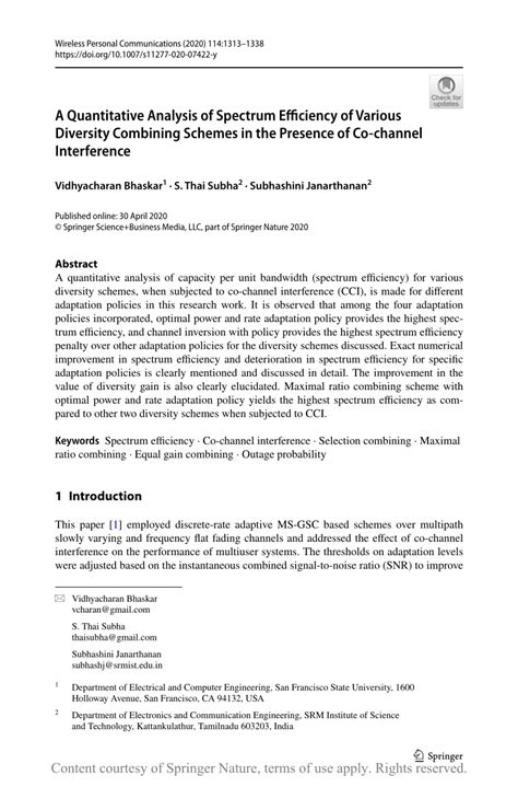 A Quantitative Analysis Of Spectrum Efficiency Of Various Diversity Combining Schemes In The