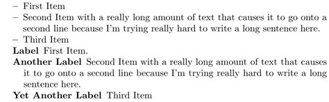 lists aligning itemize and description item labels tex latex