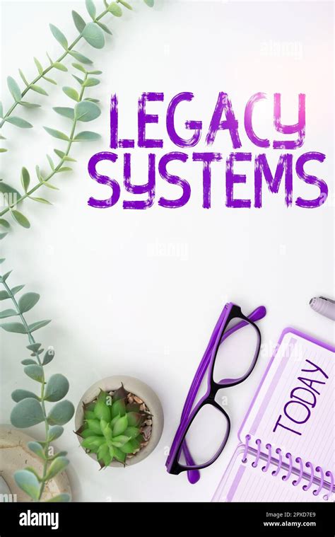 Sign Displaying Legacy Systems Word Written On Old Method Technology Computer System Or