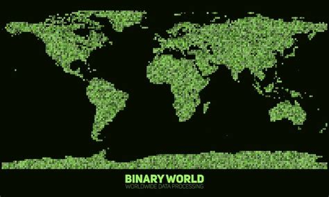 Free Vector Abstract Binary World Map Continents Constructed From