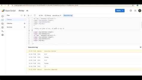 07 mảng array trong apps script thêm bớt phần tử vào vị trí bất kỳ của