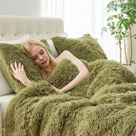 Syalife King Shaggy Furry Comforter Set Fluffy Faux Fur