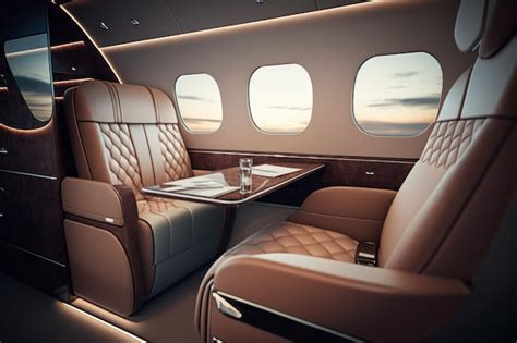Premium Photo Luxurious Interior Inside Vip Private Jet Generative Ai